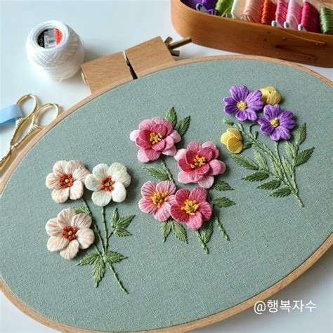 프랑스자수 한여름의 입체꽃자수 네이버 블로그