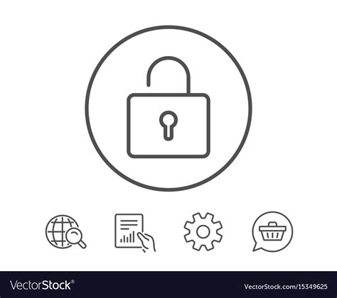 Lock Line Icon Private Locker Sign Royalty Free Vector Image