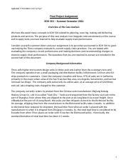 SCM 301 Throx Supply Chain Analysis Optimization Course Hero