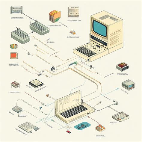 Illustration Of Various Computer Systems Connected To Each Other Via Cables Including A Desktop
