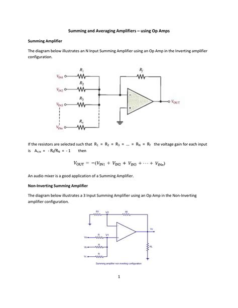 Summing And Averaging Amplifiers Using Op