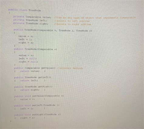 Solved Public Class Treenode Private Comparable Value
