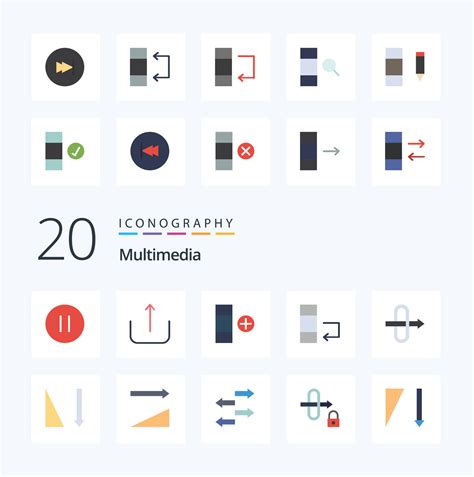 20 Multimedia Flat Color Icon Pack Like Sorting Ascending New Traffic