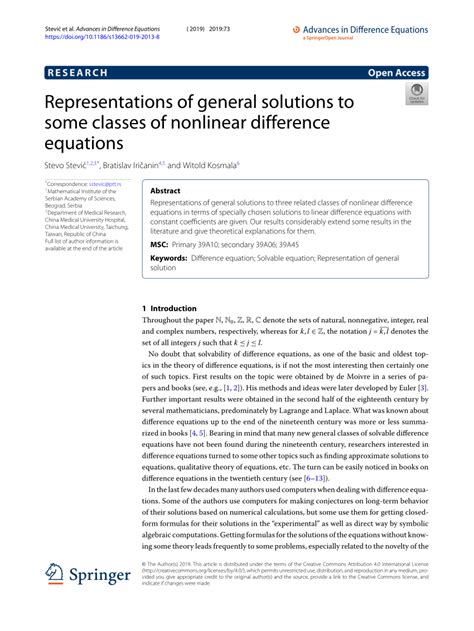 Pdf Representations Of General Solutions To Some Classes Of Nonlinear Difference Equations