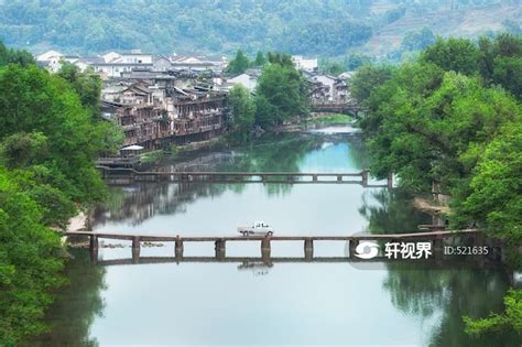 四川成都夹关古镇建筑自然风光航拍图 图片 轩视界