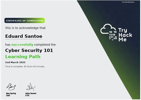 Cybersecurity Penetrationtesting Tryhackme Neverstoplearning Eduard Santoe
