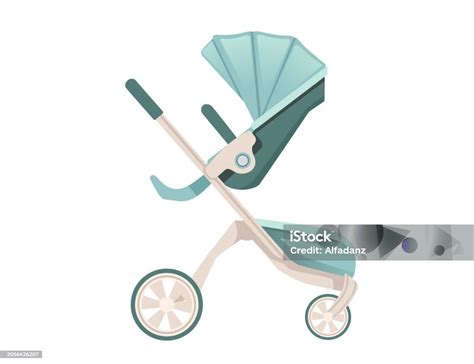 녹색 유모차 바퀴 벡터 일러스트 레이 션에 흰색 배경에 고립 된 0명에 대한 스톡 벡터 아트 및 기타 이미지 0명 디자인 마차 Istock