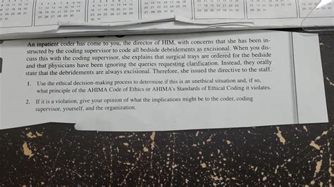 Solved An Inpatient Coder Has Come To You The Director Of