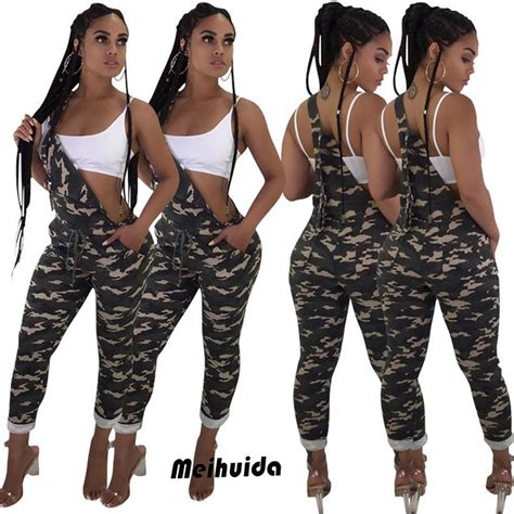 High Quality Sexy Women Camouflage Jumpsuit Sleeveless Summer Bandage