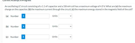 Solved An Oscillating LC Circuit Consisting Of A NF Chegg