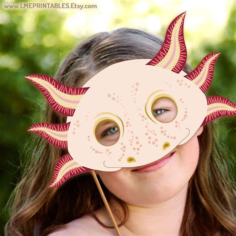 Axolotl Mask Printable Costume Halloween Salamander Albino Amphibian