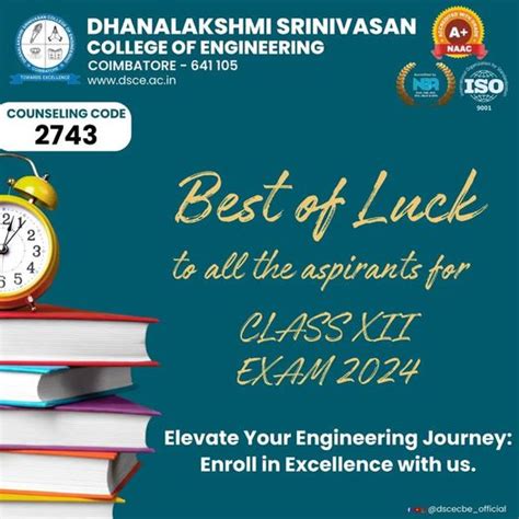 Best Of Luck To All The Aspirants For Class XII Exam 2024 DSCE