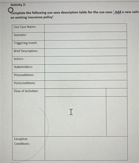 Solved Activity 2 Complete The Following Use Case Chegg Com