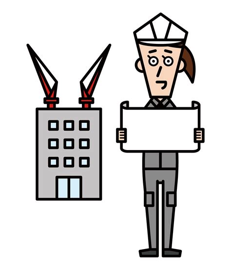 일러스트 건축가 및 건설 현장 책임자여성 무료 일러스트 소재집 Kukukeke