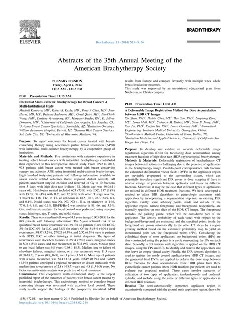 Pdf A Deformable Image Registration Method For Dose Accumulation Between Hdr Ct Images