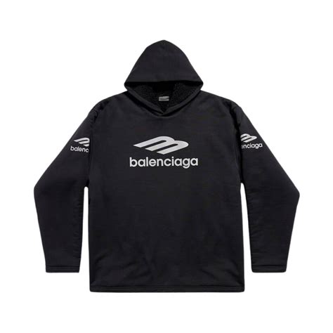 발렌시아가 스키웨어 3b 스포츠 아이콘 워터 레펠렌트 후드 오버사이즈 블랙 Balenciaga Kream
