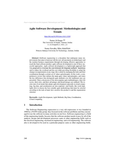 Agile Software Development Methodologies Pdf Scrum Software Development Software