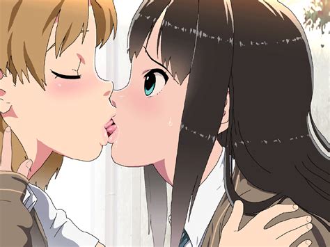 Rule 34 2girls Animated Blue Eyes Brown Hair Closed Eyes Female Female Only French Kiss