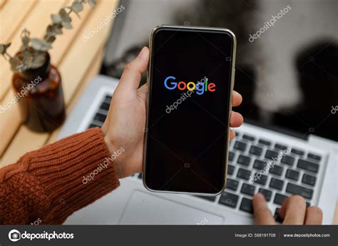 Chiang Mai Thailand May Woman Typing Google Search Engine Stock Editorial Photo