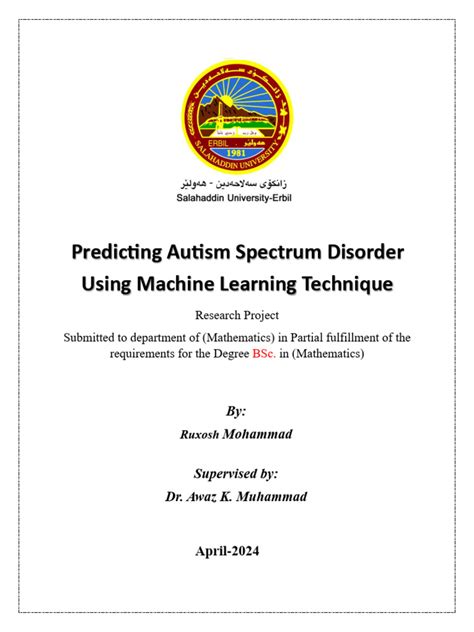 Predicting Autism Spectrum Disorder Using Machine Learning Technique Download Free Pdf