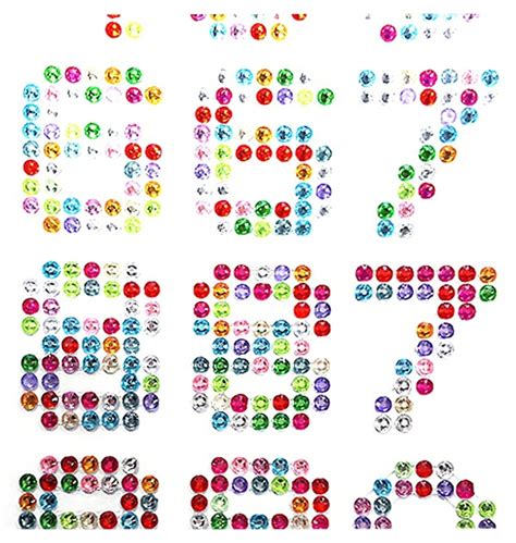 칼라 혼합 숫자 모양 원형 비즈 큐빅 스티커 24번 티몬
