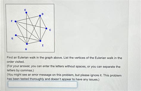 solved find an eulerian walk in the graph above list the
