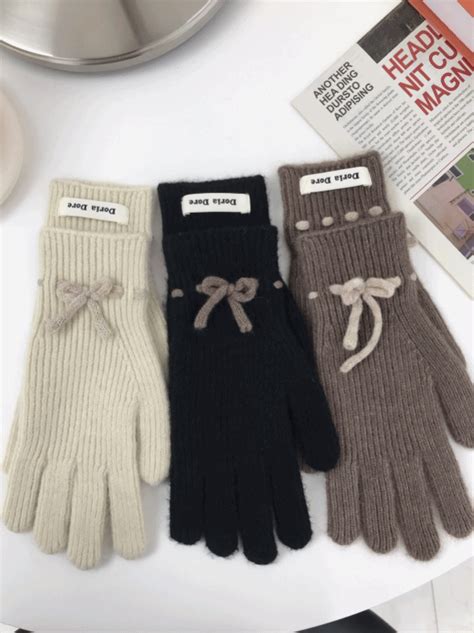 리본 니트 장갑 에이블리