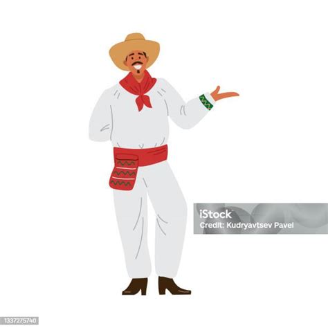 멕시코 농부 평평한 벡터 일러스트로 옷을 입은 멕시코 남자 고립 멕시코에 대한 스톡 벡터 아트 및 기타 이미지 멕시코 토착 문화 공휴일 Istock