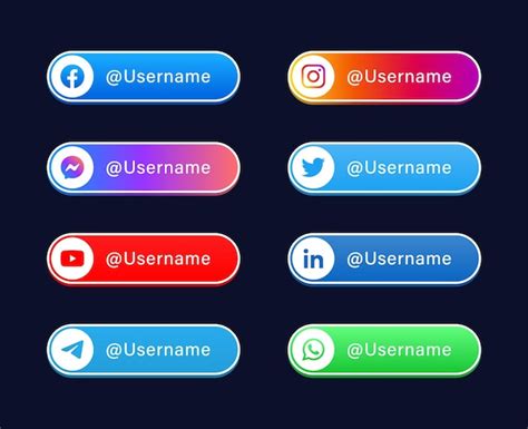 현대 소셜 미디어 아이콘 로고 또는 네트워크 플랫폼 배너 Facebook Instagram 아이콘 Whatsapp 로고 프리미엄 벡터