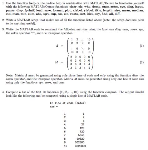 Solved 1 Use The Function Help Or The On Line Help In