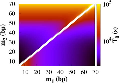 Target Search Time T 0 As A Function Of The Positions Of Two Tfs M 1
