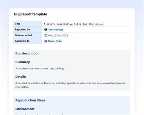 Bug Report Template Free Craft Template