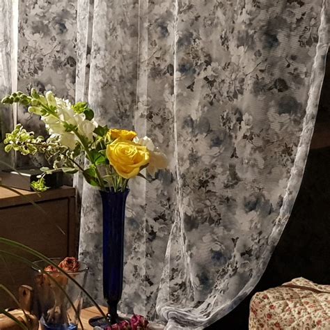 무성화 무성화 수 플라워 빈티지 레트로 꽃무늬 가리개 가림막 망사 여름 커튼 2colors 위시버킷