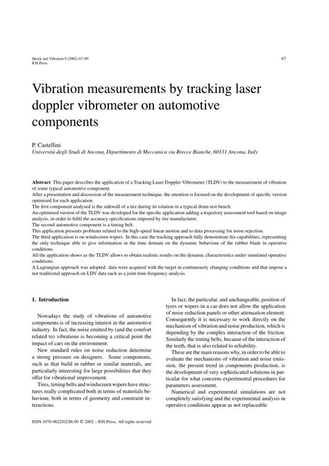Pdf Vibration Measurements By Tracking Laser Doppler Vibrometer On Automotive Components