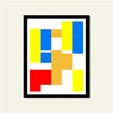 다채로운 종이 사각형 기하학적 모양 모더니즘 미학적 포스터 야만주의 추상적인 레이아웃 프리미엄 벡터