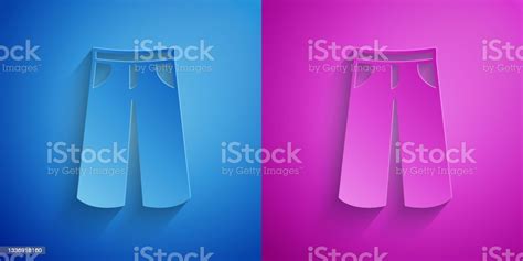 파란색과 보라색 배경에 격리 된 종이 컷 바지 아이콘 바지 사인 종이 아트 스타일 벡터 0명에 대한 스톡 벡터 아트 및 기타 이미지 Istock