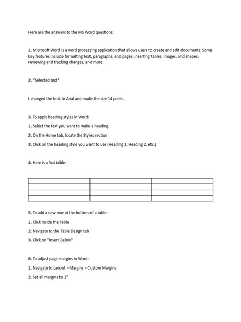 here are the answers to the ms word questions pdf