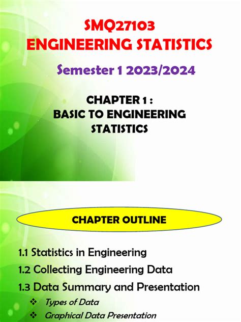 Chapter 1 Basic To Engineering Statistics For Lecturer Pdf