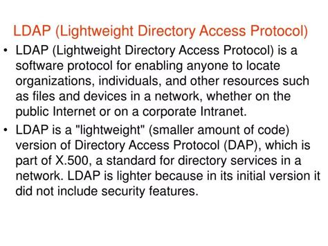 Ppt Ldap Lightweight Directory Access Protocol Powerpoint Presentation Id1362127