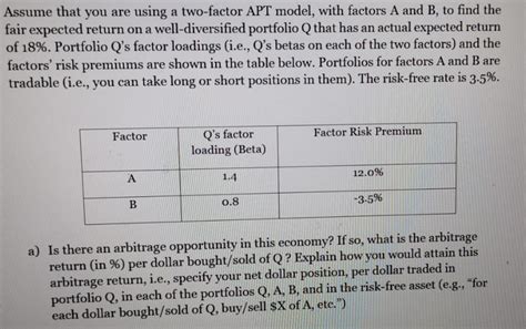 Solved Assume That You Are Using A Two Factor Apt Model
