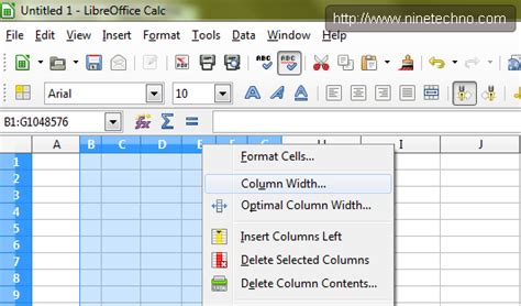 การปรับความกว้างของคอลัมน์ Column Libreoffice Calc ให้เท่ากัน