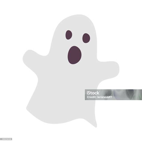 비명을 지르고 소리를 내며 입을 크게 벌리고 울부짖는 귀여운 회색 유령 플랫 스타일 벡터 일러스트 할로윈 판매 배너 파티 초대 인사말 카드 포스터 디자인 요소 10월에 대한