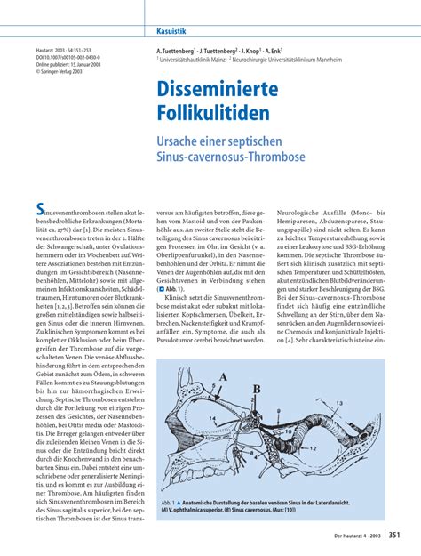 Pdf Septic Thrombosis Of The Cavernous Sinus Due To Folliculitis