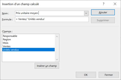 Création Dun Champ Calculé Ou Dun élément Calculé Dans Un Tableau