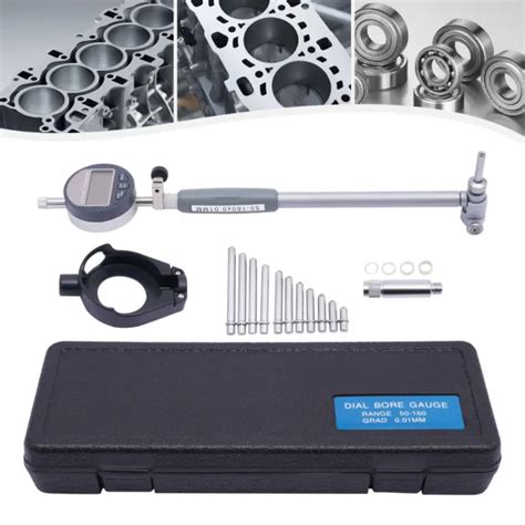 50 160mm Digital Indicator Dial Bore Gauge Internal Hole Measuring Probe Test Uk £58 90