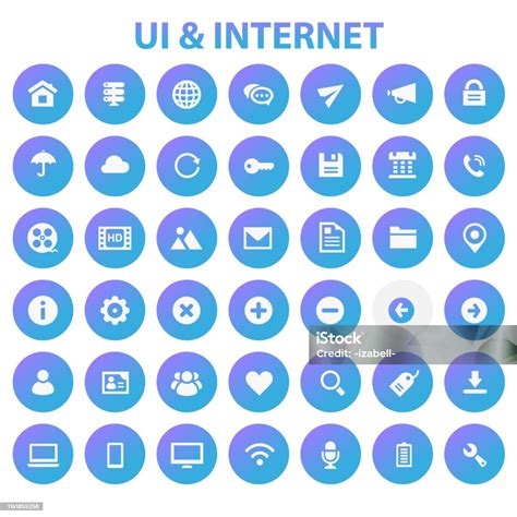 Big Ui And Internet Icon Set Trendy Flat Icons Collection Stock