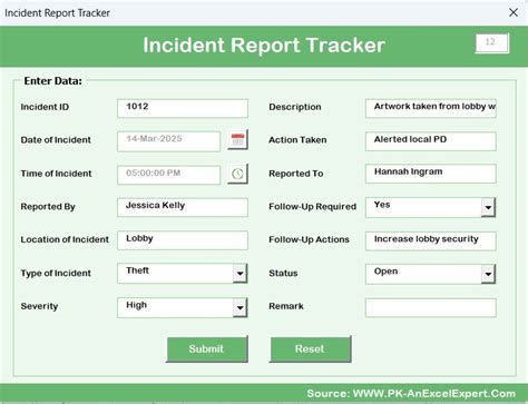 Incident Report Tracker 6 PK An Excel Expert