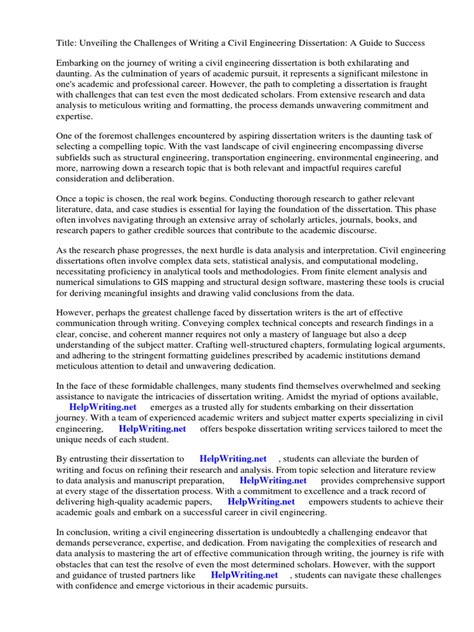 Civil Engineering Dissertation Examples Pdf Pdf Thesis Engineering