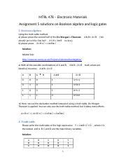 Assignment 5 MOS Logic Gates A Docx MTRL 478 Electronic Materials Assignment 5 Solutions