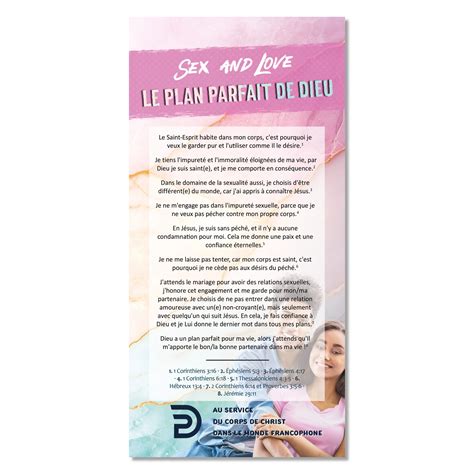 Carte De Proclamation Sex And Love Le Plan Parfait De Dieu Derek